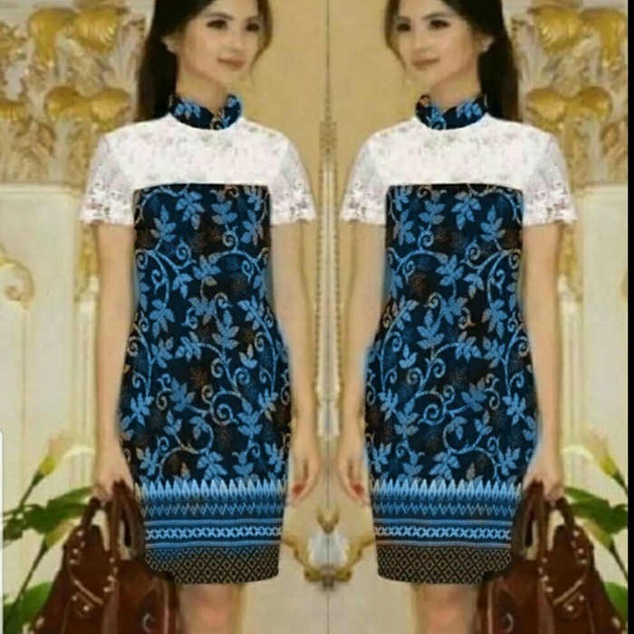 Jual DRESS TUTTLE BATIK ANNA - BIRU | Shopee Indonesia