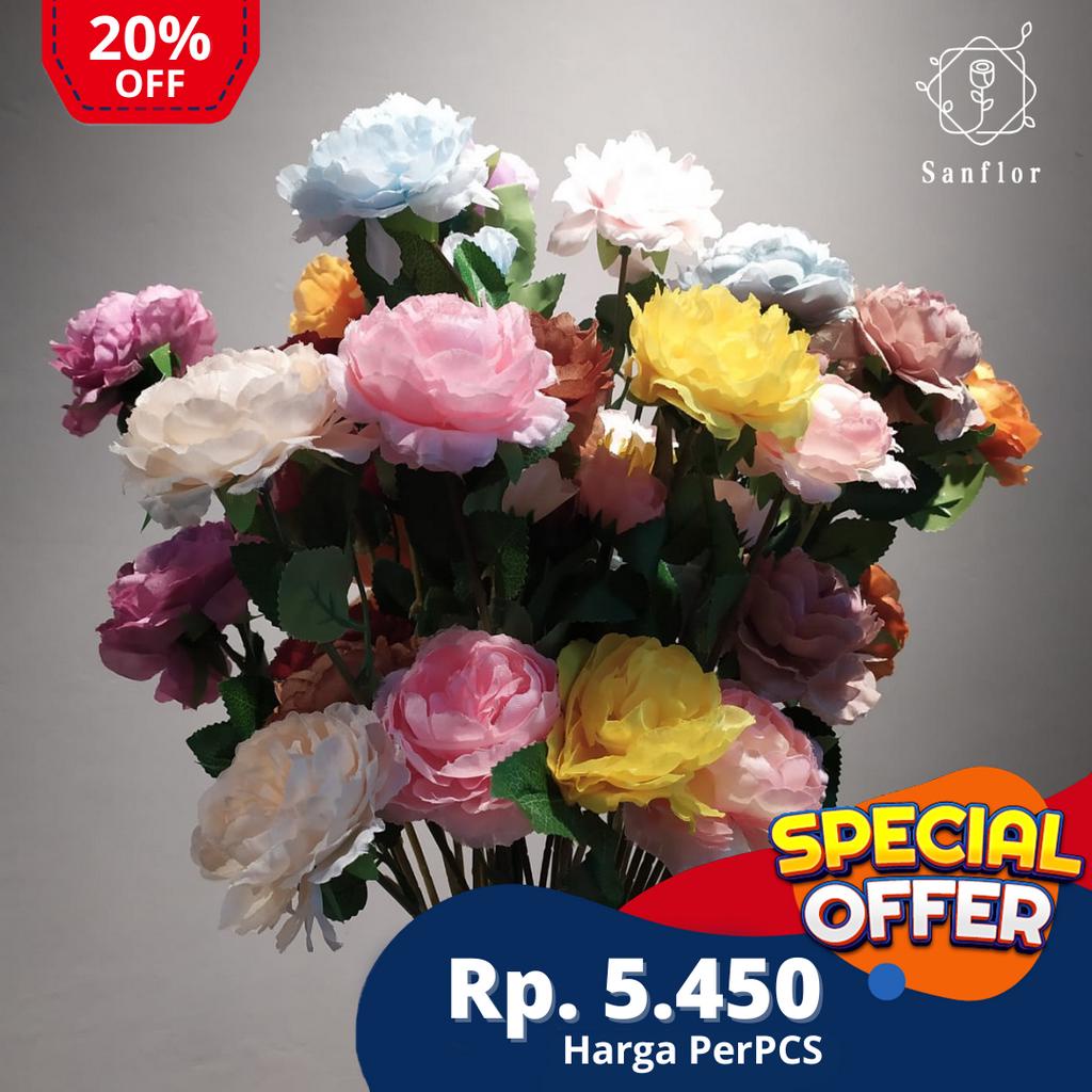 Jual Bunga Peony 3 cabang/Bunga Peony mini/Bunga peony Palsu | Shopee ...