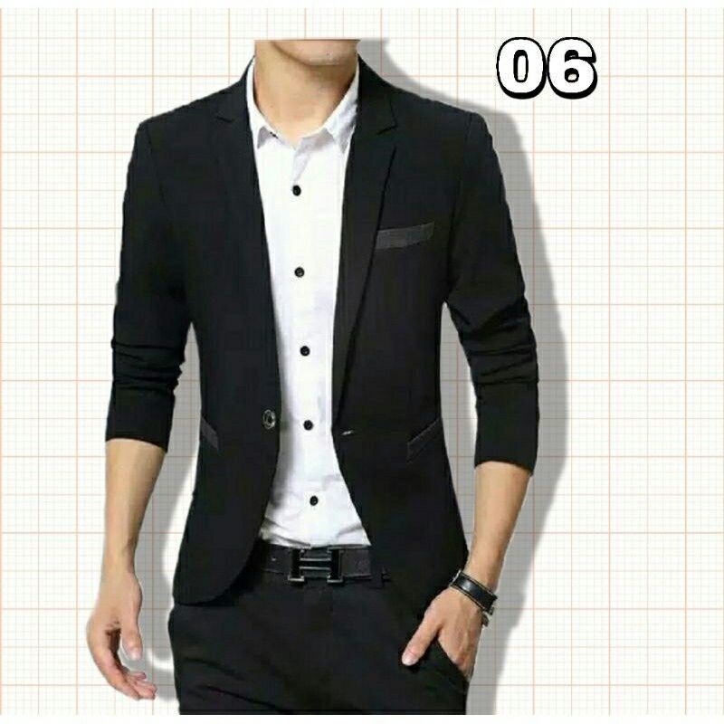 Jual jasformal pria warna hitam ,2 kancing/jas resmi jas wisuda | Shopee Indonesia