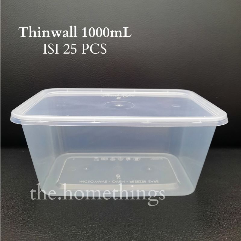 Jual THINWALL 1000ML FOOD COUNTAINER - 25 PCS / TEMPAT MAKAN PLASTIK / WADAH MAKAN / KOTAK MAKAN ...