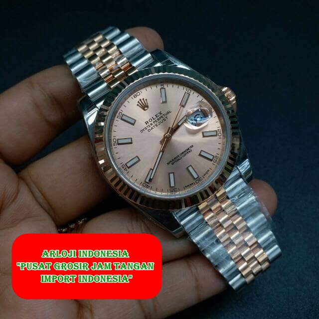 Jual New Jam Pria Rolex Datejust Two Tone Lapis Emas Clone Garansi 1th ...