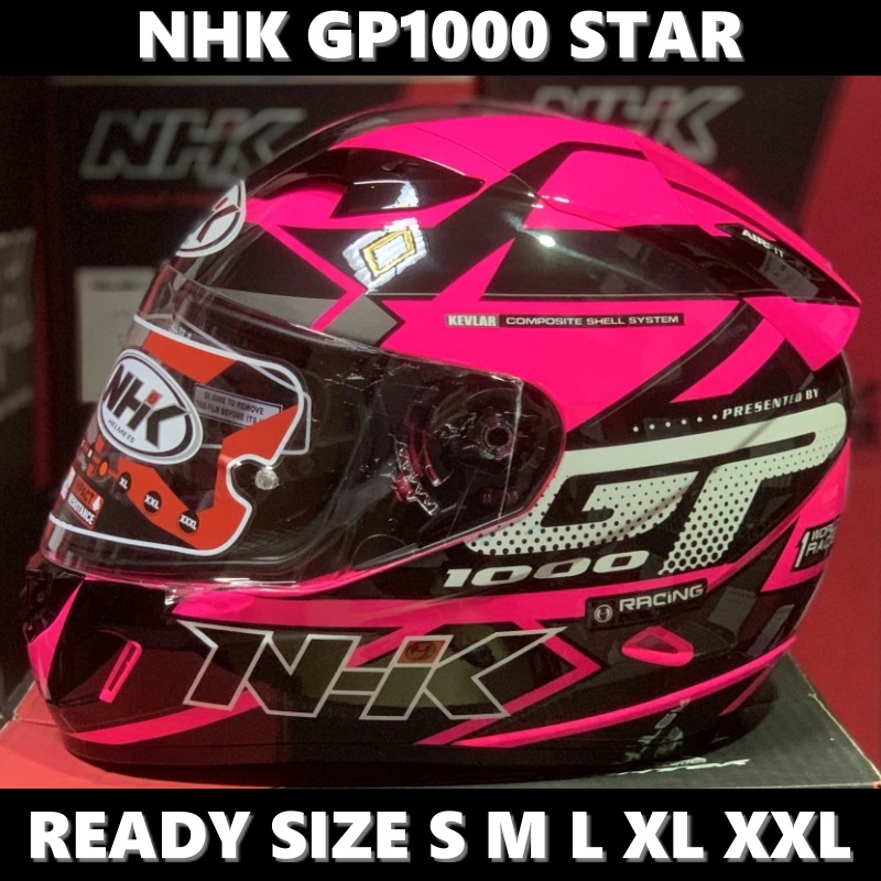Jual Helm NHK GP 1000 Star Black Pink Glossy Double Visor Full Face ...