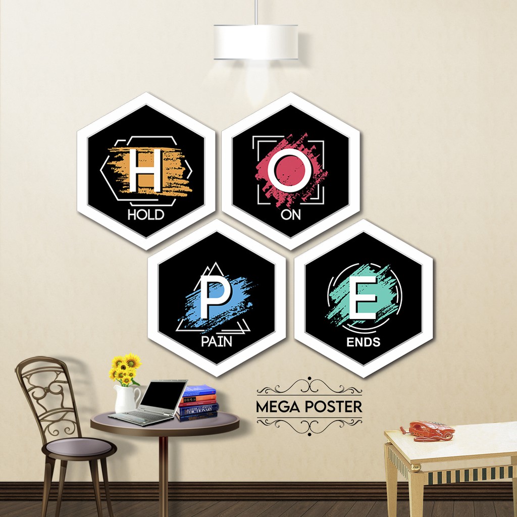 Jual Wall Decor Poster Tipografi - HOPE - Hiasan Dinding Ruangan ...