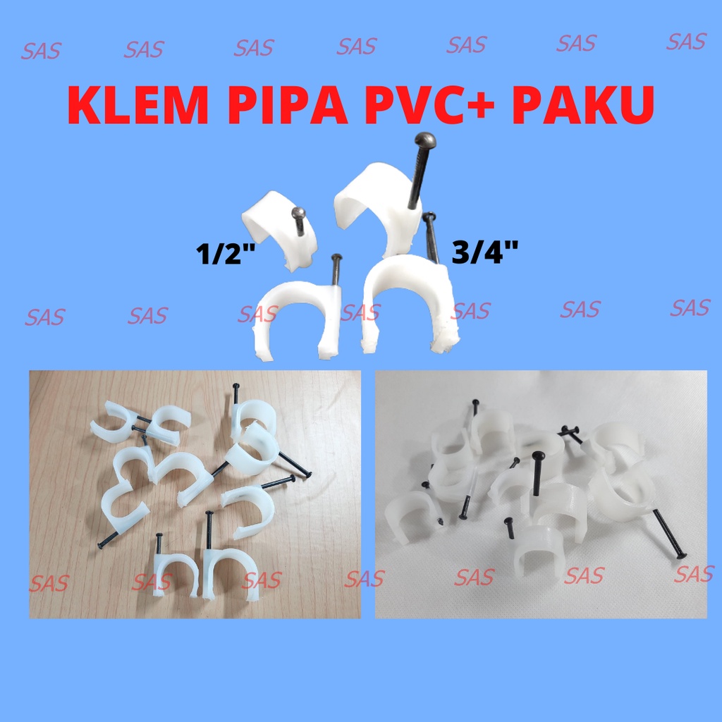 Jual SAS KLEM PIPA PVC + PAKU HITAM [5pc] 1/2"inch JEPITAN PIPA KLEM ...