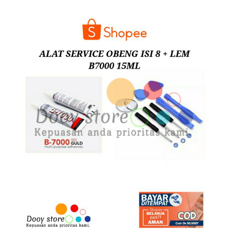 Jual ALAT SERVICE OBENG ISI 8 + LEM B7000 15ML PAKET ALAT SERVICE MURAH | Shopee Indonesia