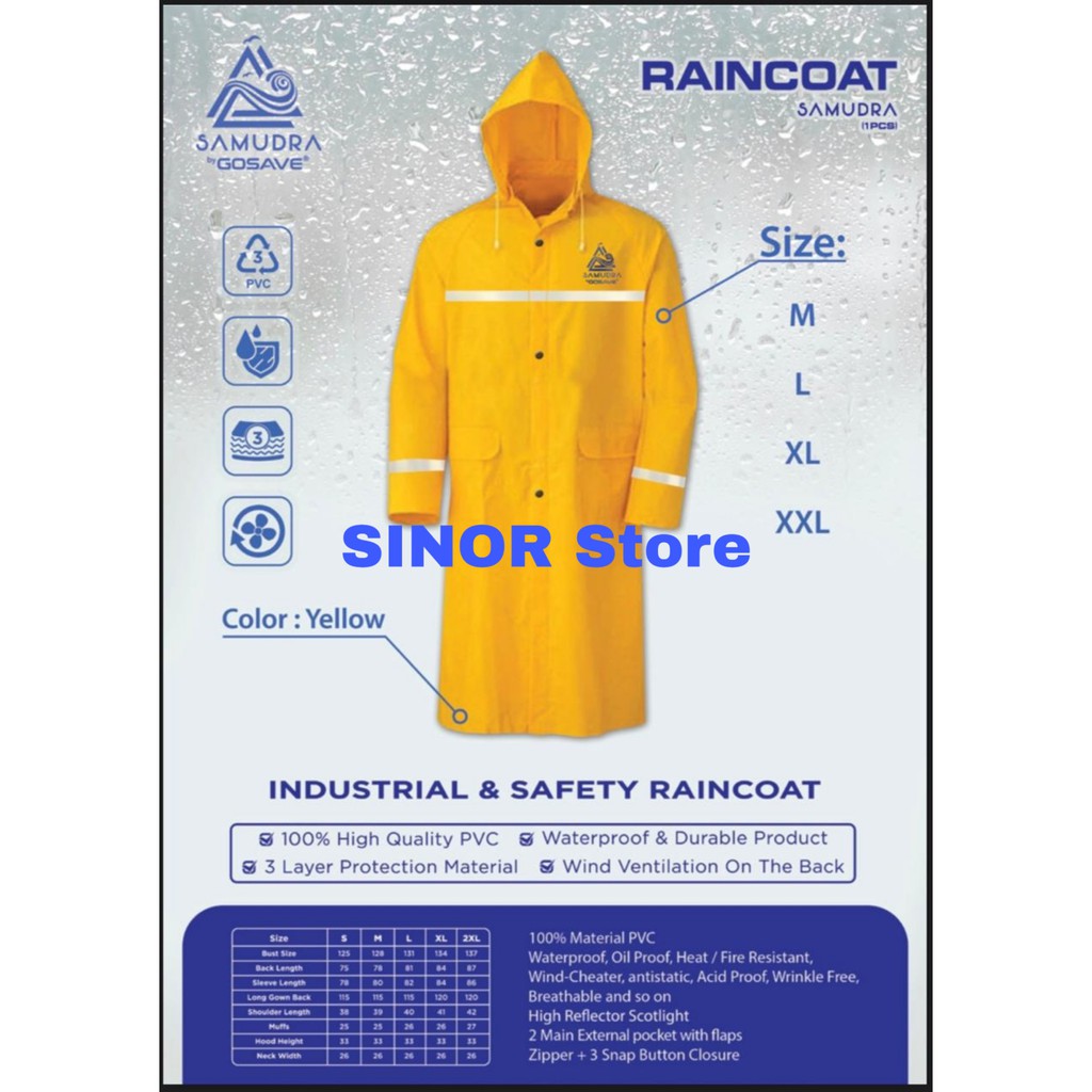 Jual Baju Jas Hujan MANTEL TERUSAN Safety Kuning ORIGINAL Samudra ...