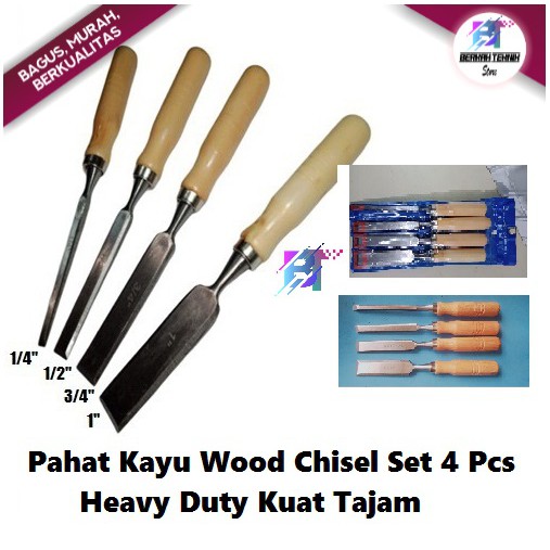 Jual Pahat Kayu Wood Chisel Set 4 Pcs Heavy Duty Kuat Tajam | Shopee ...
