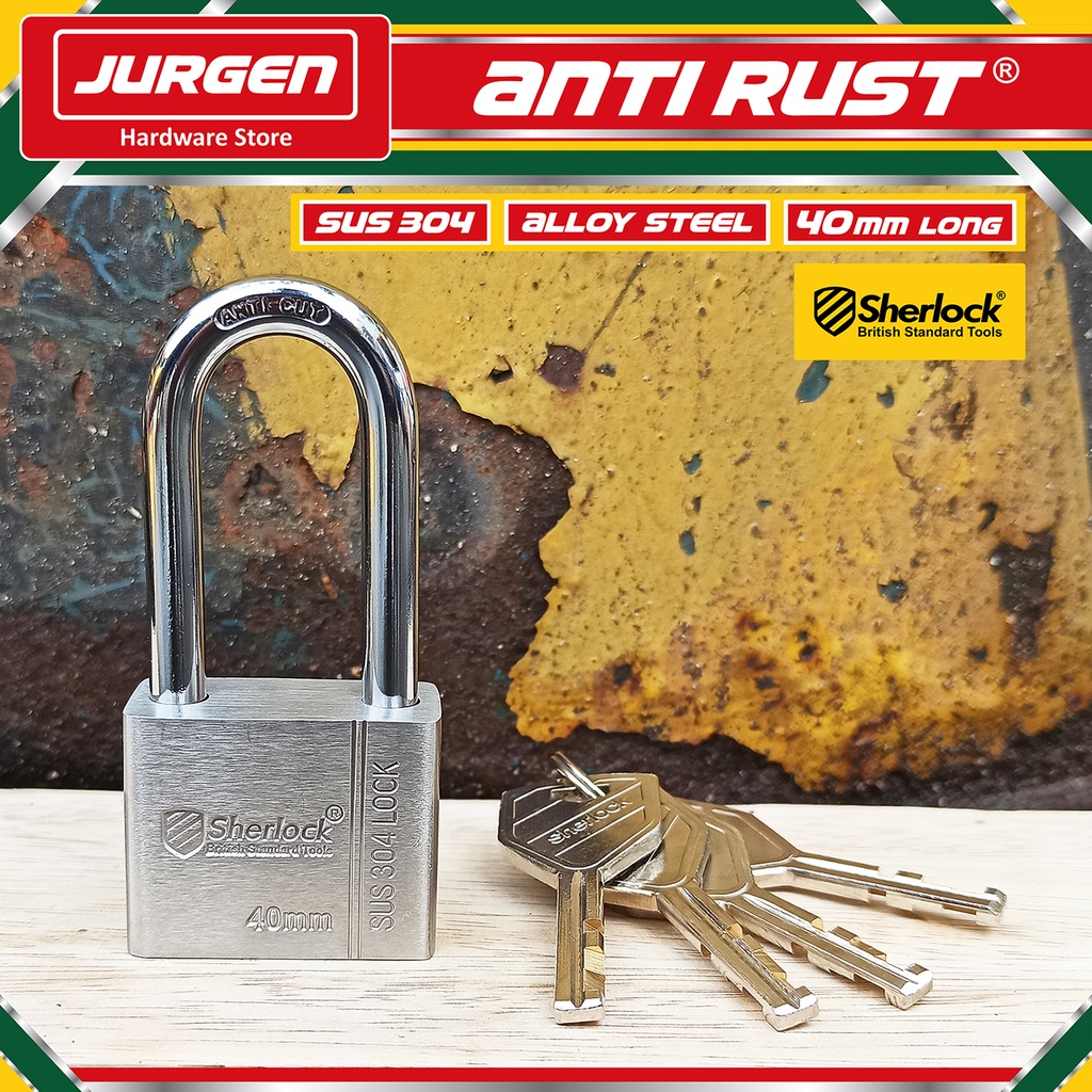 Jual SHERLOCK Gembok ANTI RUST 40 mm panjang-Stainless Steel 304 anti ...
