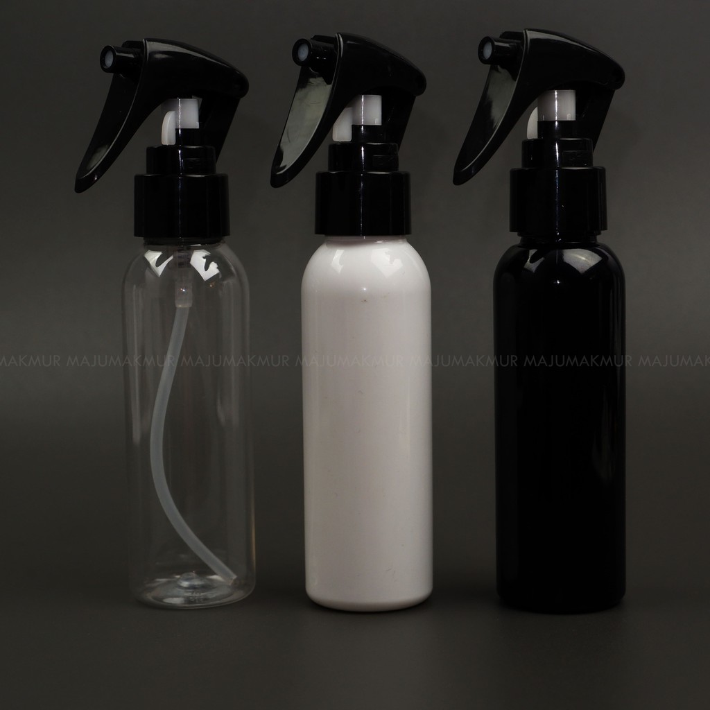 Jual Botol Trigger 100 ml / botol pet 100 ml tutup spray trigger hitam | Shopee Indonesia