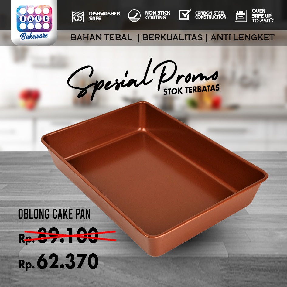 Jual Loyang Kue Oblong Cake DAVC FULL Copper LUXURY 35 x 25 x 6,4 cm ...