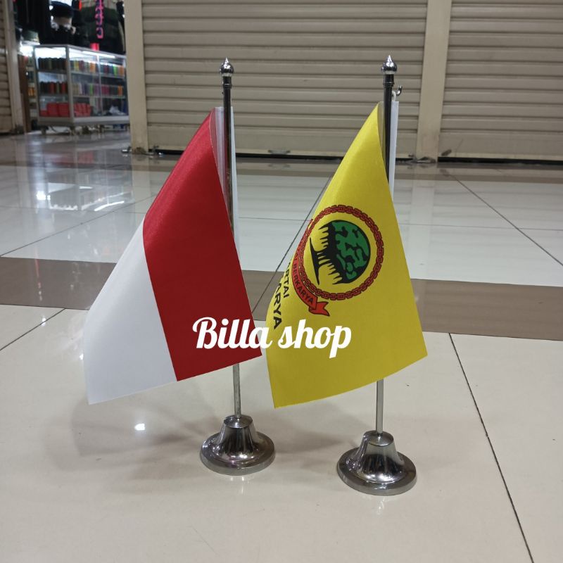 Jual Bendera Meja MERAH PUTIH dan PARTAI BERKARYA+Tiang Stenlis ...
