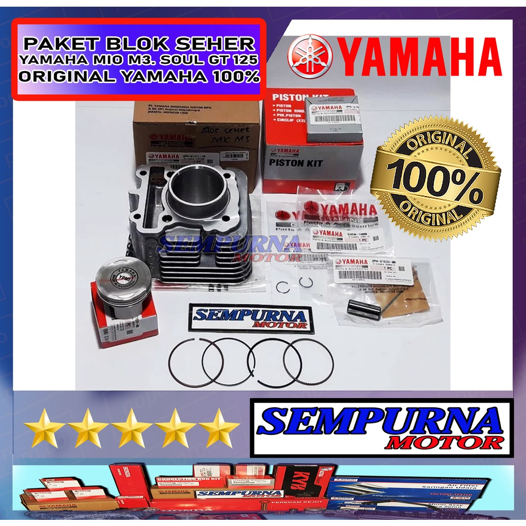 Jual Paket Blok Block Seher Cylinder Plus Piston Kit Komplit Mio M3 Soul GT 125 Ori Original ...