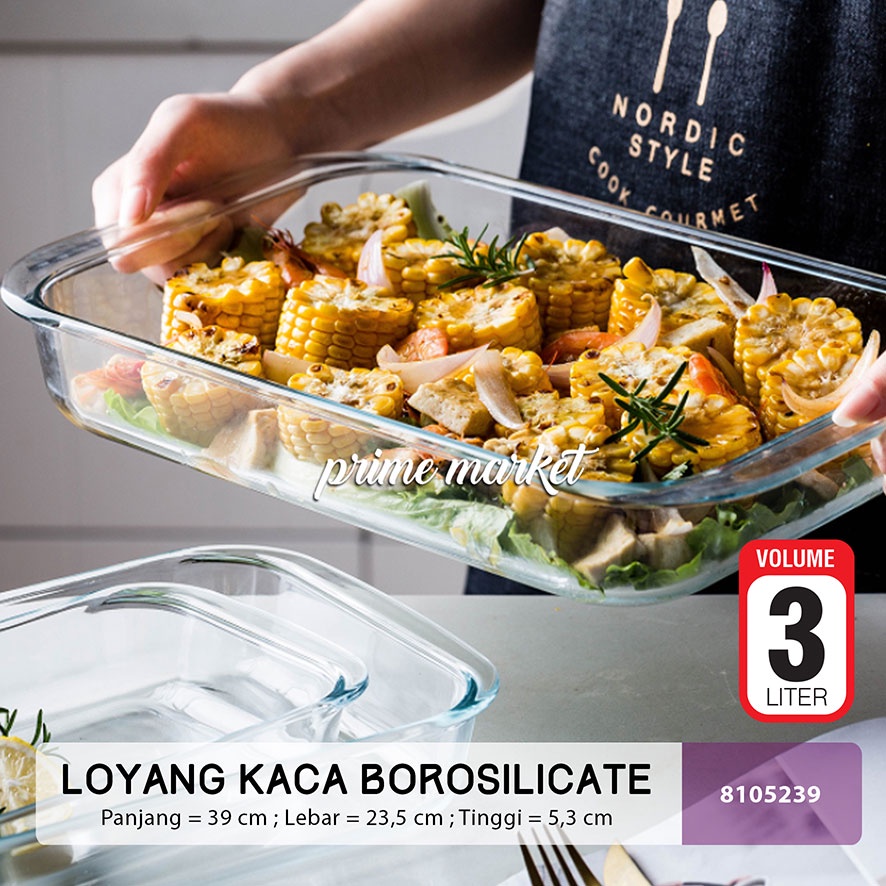 Jual Loyang Kaca Persegi Panjang 3 Liter / Baking Tray / Borosilicate ...