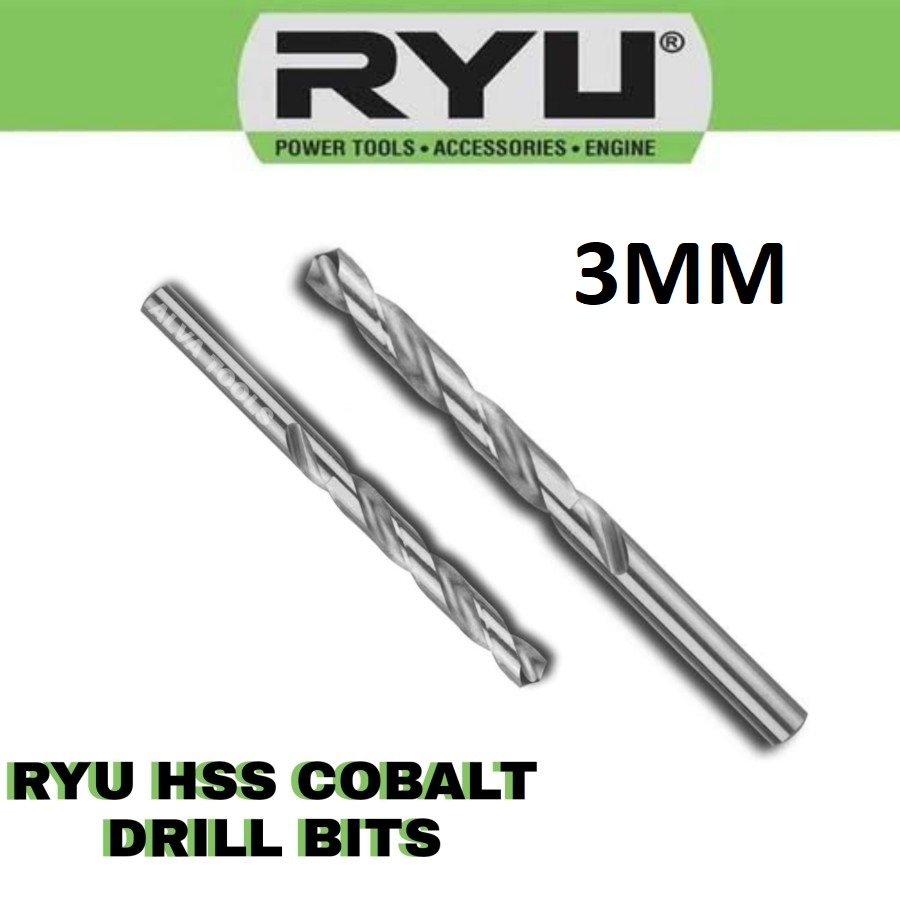 Jual RYU HSS COBALT DRILL BITS 3MM 3 MM MATA BOR BESI BAJA STAINLESS ...