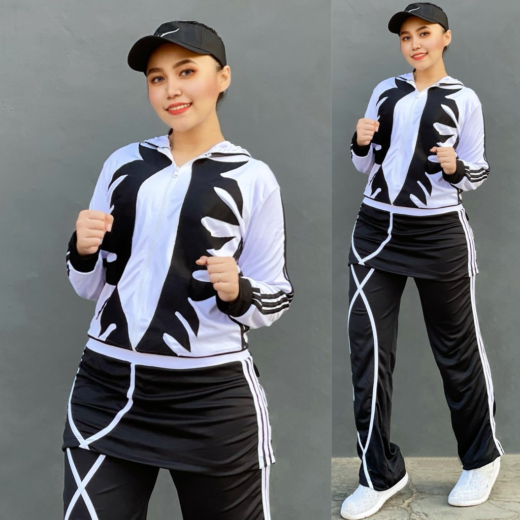 Jual Setelan Baju Senam Lapangan Olahraga Panjang Hijab Muslim Rok ...