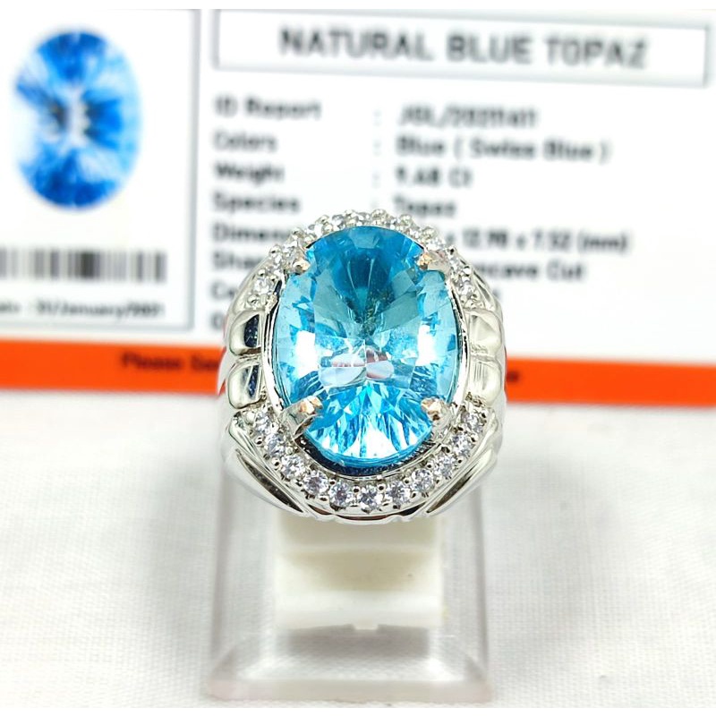 Jual ASLI NATURAL BATU BLUE TOPAZ LENGKAP DENGAN MEMO LAB SIAP PAKAI ...