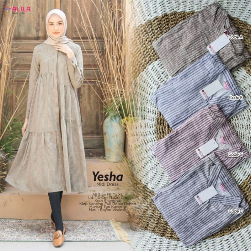 Jual YESHA MIDI DRESS ORI BERLABEL ALILA | Shopee Indonesia