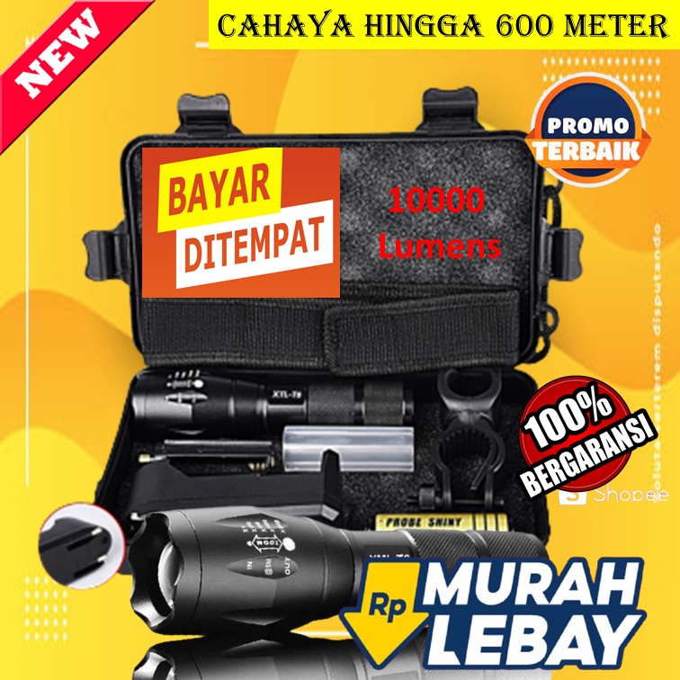 Jual Senter Led Super Terang Jarak Jauh 10000 Lumens Swat Police ...