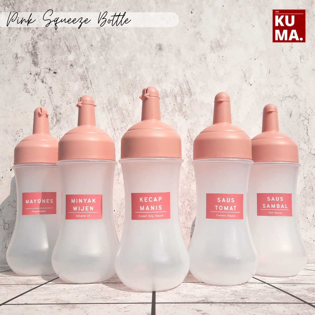 Jual KUMA Botol Saus Pink Free Label Stiker 280ml Pinky Sauce Squeeze ...