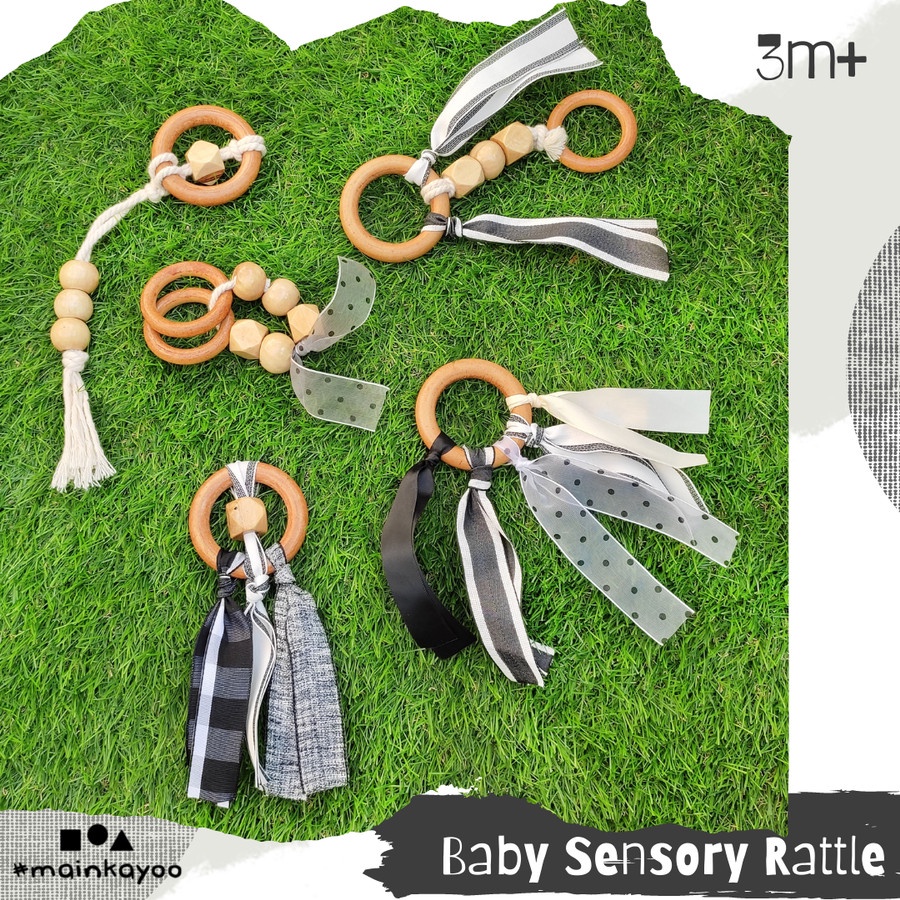 Jual Baby Rattle - Aesthetic Montessori Wooden Baby Rattle Teether ...