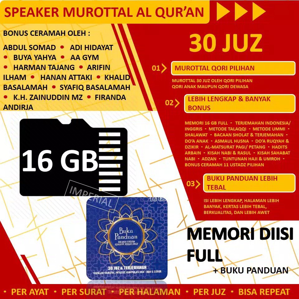 Jual ( CHIP 16GB + BUKU PANDUAN ) Hanya Chip murottal Speaker Alquran ...