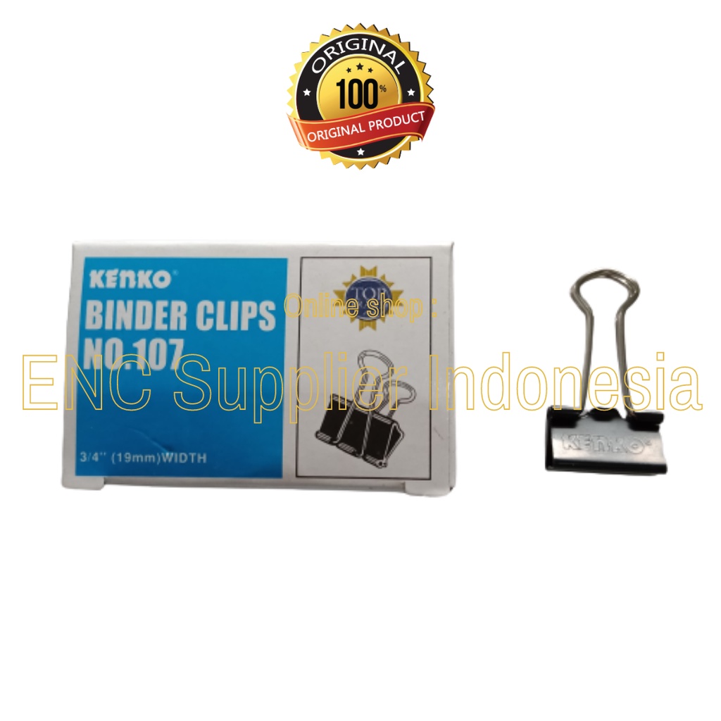 Jual kenko 12 buah binder clips no 107 paper clip klip penjepit kertas ...