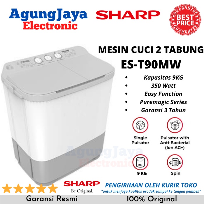 Jual MESIN CUCI SHARP ES-T90MW 9 KG 2 TABUNG PUREMAGIC 9KG (CILEGON ...