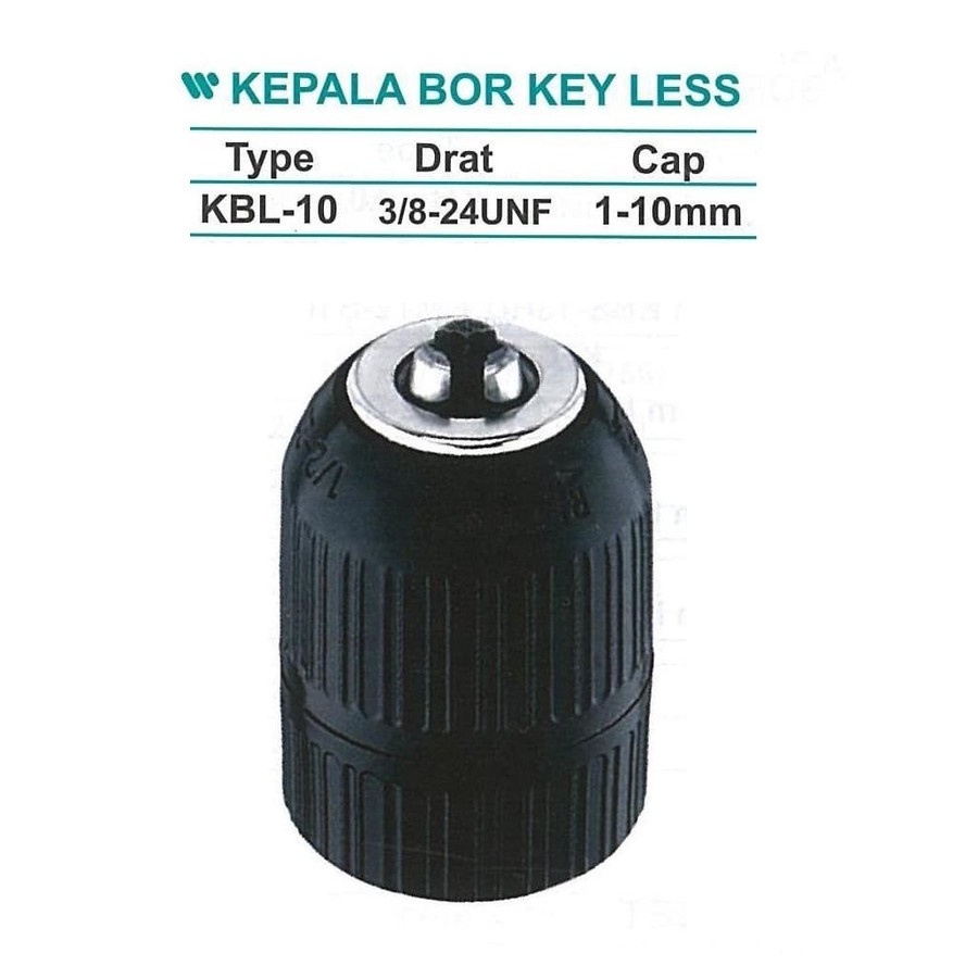 Jual WIPRO KBL-10 Kepala Bor/Drill Chuck KEY LESS 10mm drat 3/8x24UNF | Shopee Indonesia