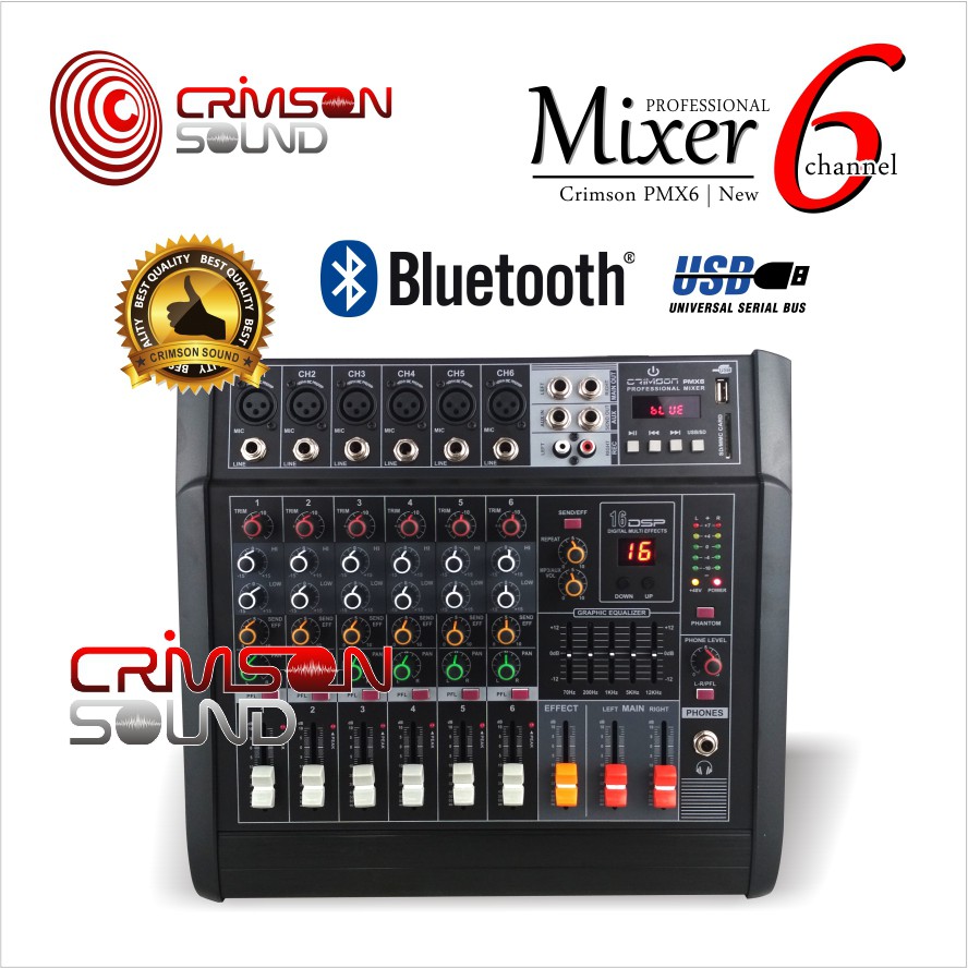 Jual MIXER CRIMSON 6 Channel BLUETOOTH 16 DSP PMX6 | Shopee Indonesia