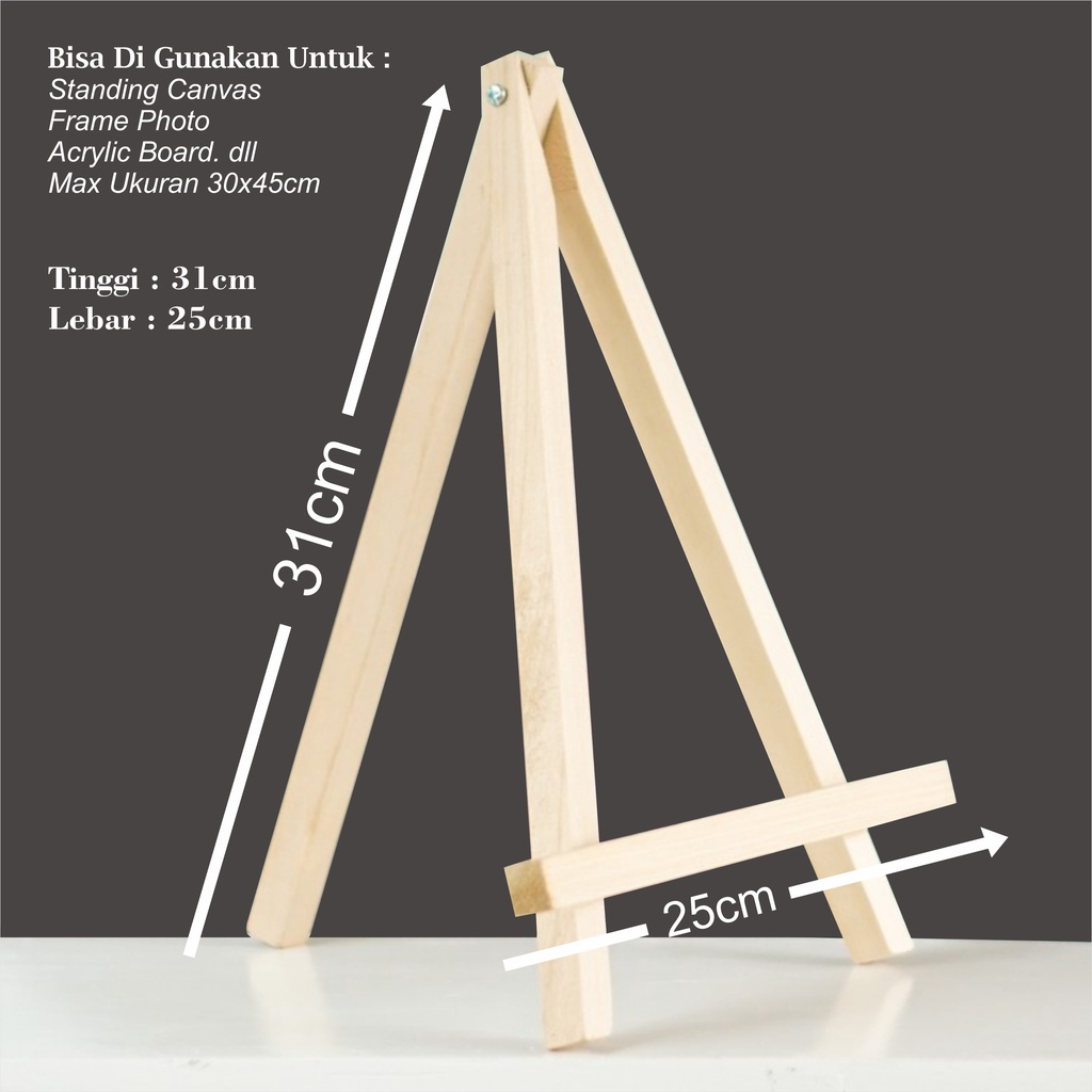 Jual Easel Stand Kayu Aesthetic Tripod Frame Photo Sandaran Lukis 30 cm ...