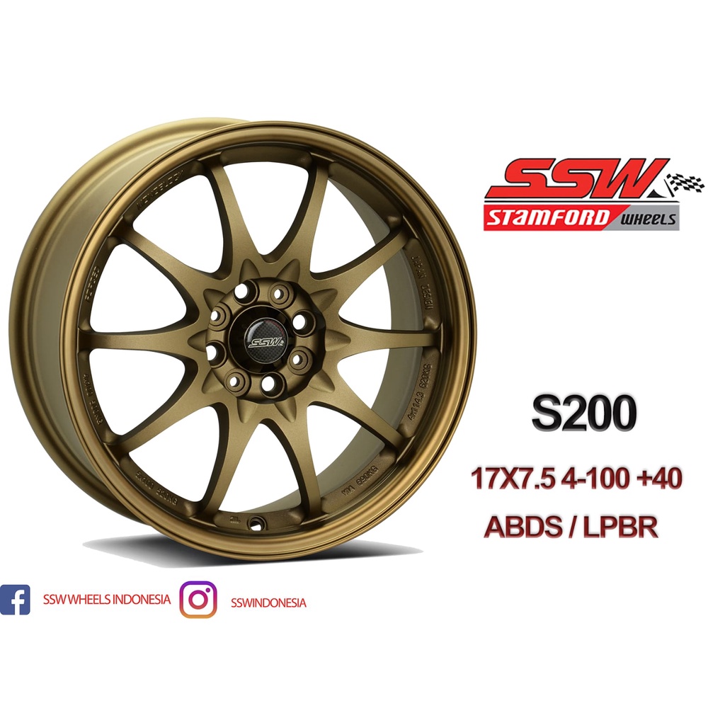 Jual Velg Mobil SSW S200 R17x7.5 PCD 4x100 +40 ABDS/LPBR Toko Surabaya | Shopee Indonesia