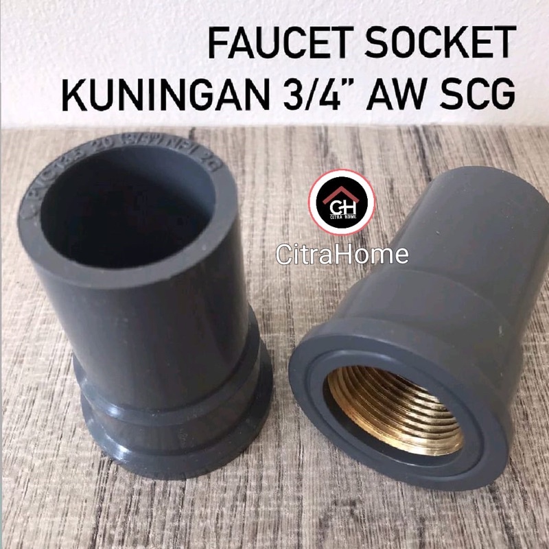 Jual SDD Faucet Socket PVC Drat Kuningan 3/4” AW SCG | Shopee Indonesia