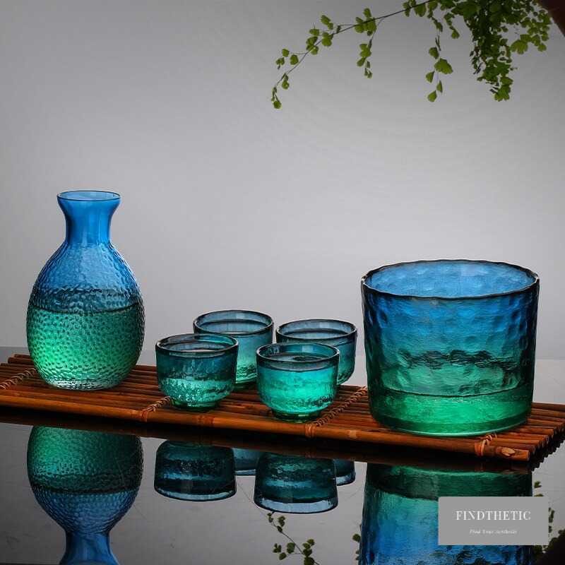 Jual Cangkir Gelas Teko Kaca Set Japanese Sake Pot with 4 Cups Unik ...