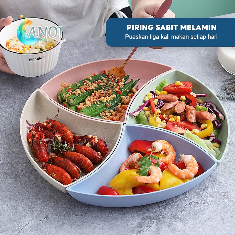 Jual ANQI SHOP Piring Nasi Segi Tiga Piring Makan Wheat Straw Rice ...