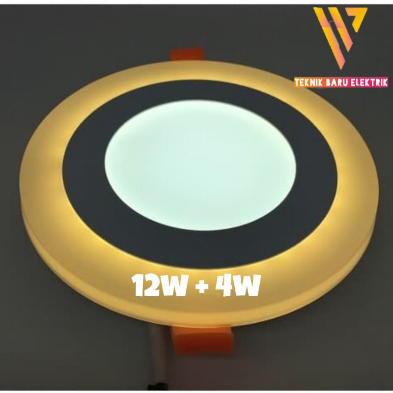 Jual LAMPU DOWNLIGHT 12W+4W IB PUTIH BIRU / KUNING LED 2 WARNA KOTAK ...