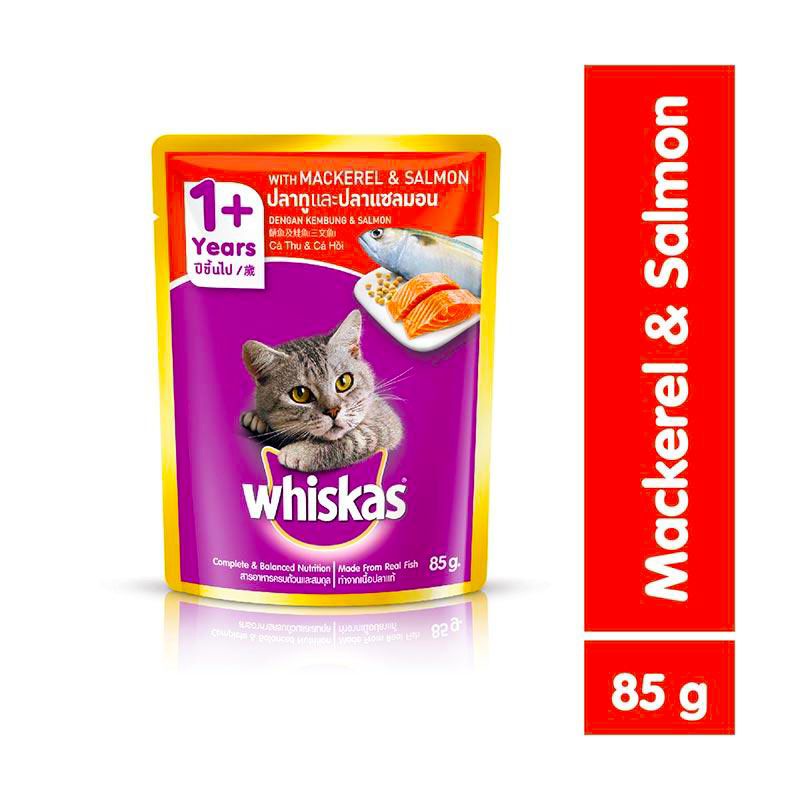 Jual WHISKAS 1+ SACHEAT 80gr MACKEREL & SALMON- MAKANAN BASAH KUCING ...