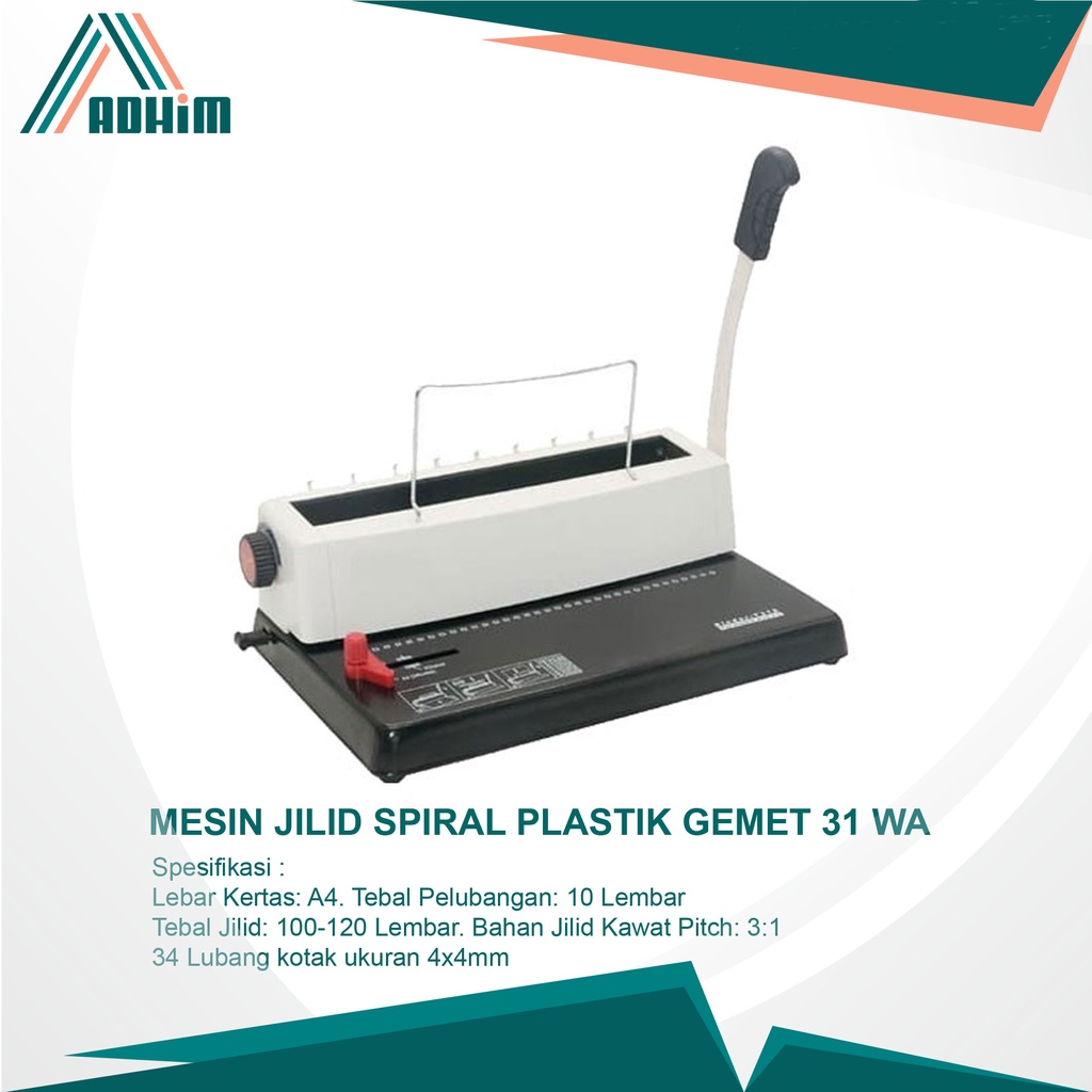 Jual Mesin Jilid Spiral Plastik GEMET 31 WA Asli dan Bergaransi ...