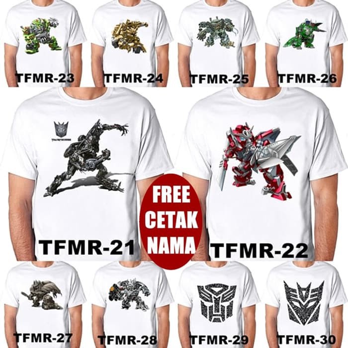 Jual Kaos / Baju Dewasa Transformers 30 Motif (Free Tulisan/Nama ...