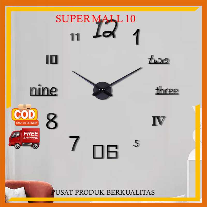 Jual SM EMOYO Jam Dinding Besar DIY Giant Wall Clock Numeral 60 CM ...