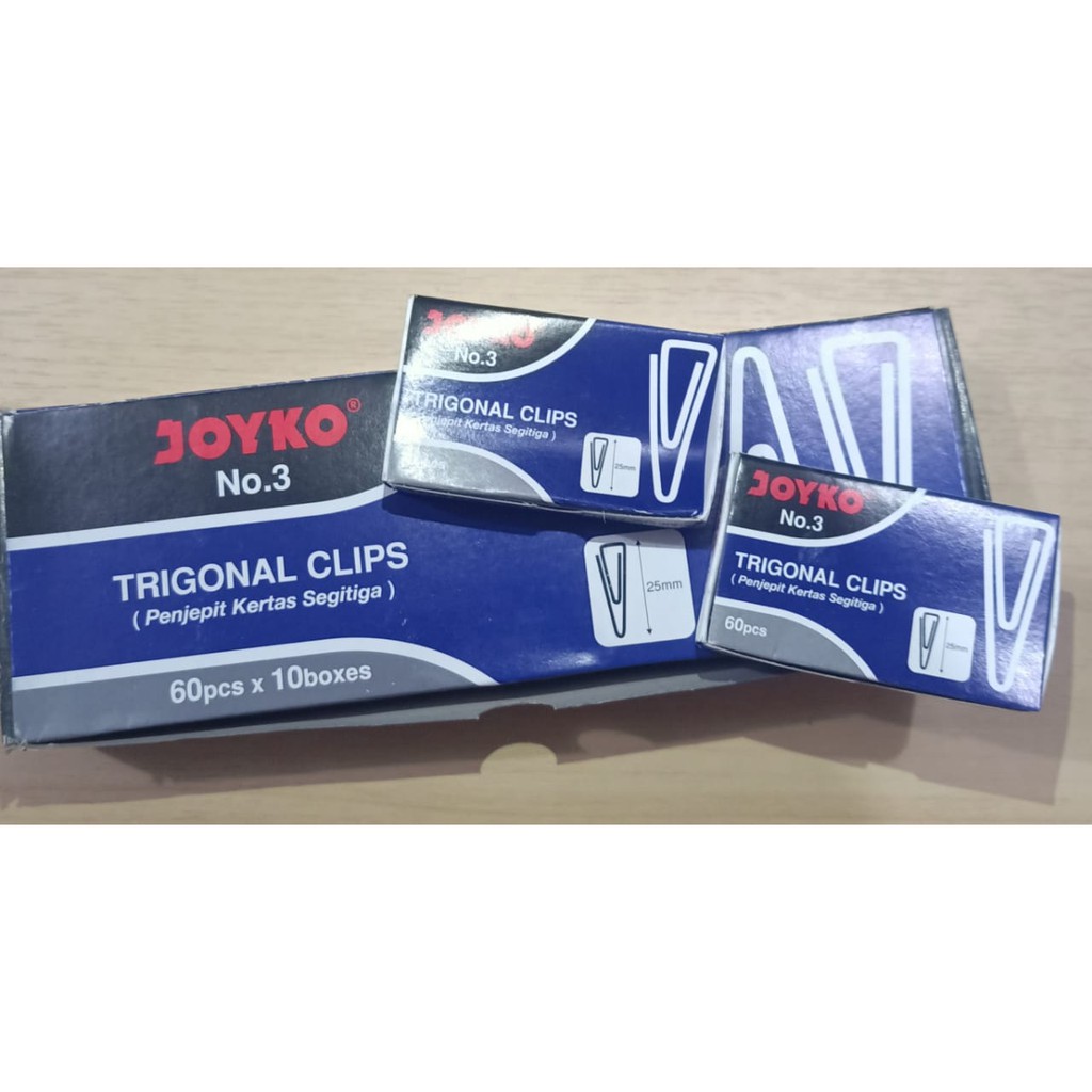 Jual (PAK) TRIGONAL CLIPS JOYKO NO.3 / PENJEPIT KERTAS SEGITIGA ...