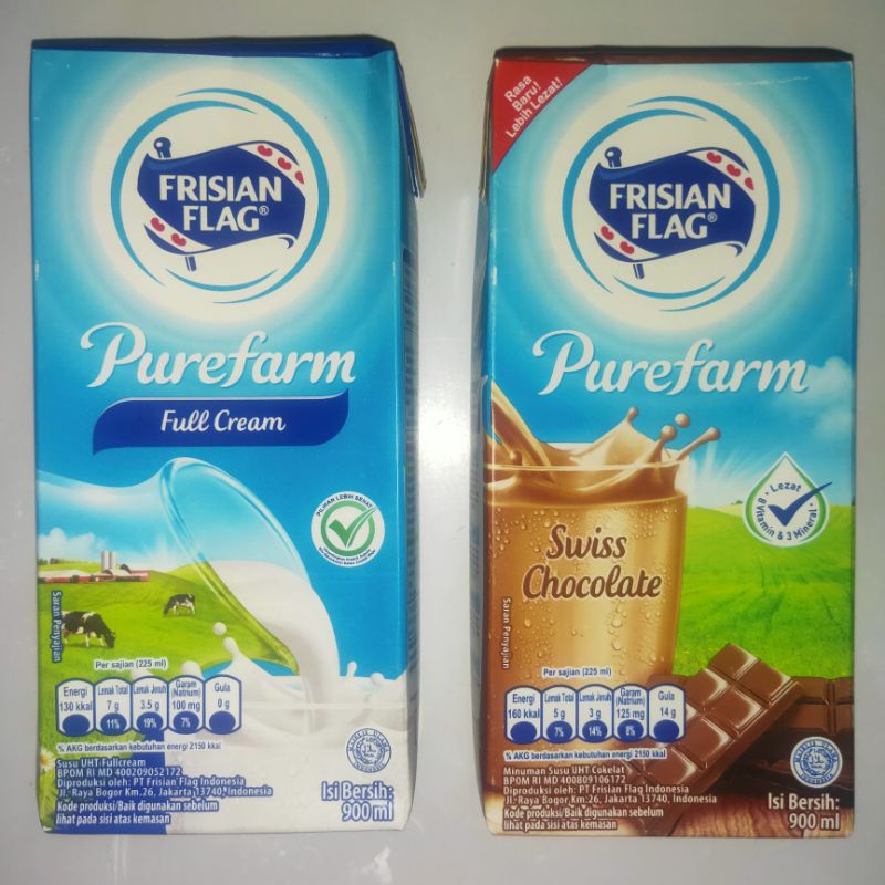Jual FRISIAN FLAG PUREFARM FULL CREAM, COKLAT/SWISS CHOCOLATE SUSU BENDERA UHT 900ml | Shopee ...