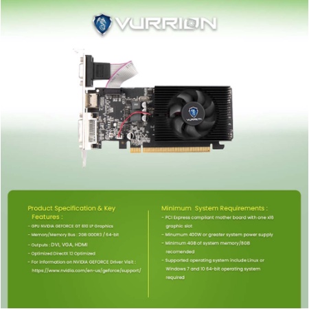 Jual VGA VURRION GT 610 2GB DDR3 64 BIT GARANSI 2 TAHUN | Shopee Indonesia