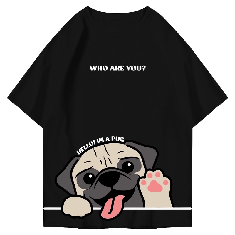 Jual Kaos Oversized Pug Who Are You Tshirt | Kaos Streetwear Unisex Tee ...