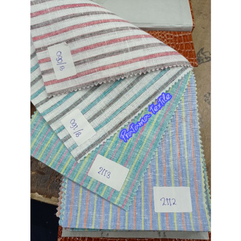 Jual BEST QUALITY.. Kain linen pure/Bahan katun linen pure import motif salur | Shopee Indonesia