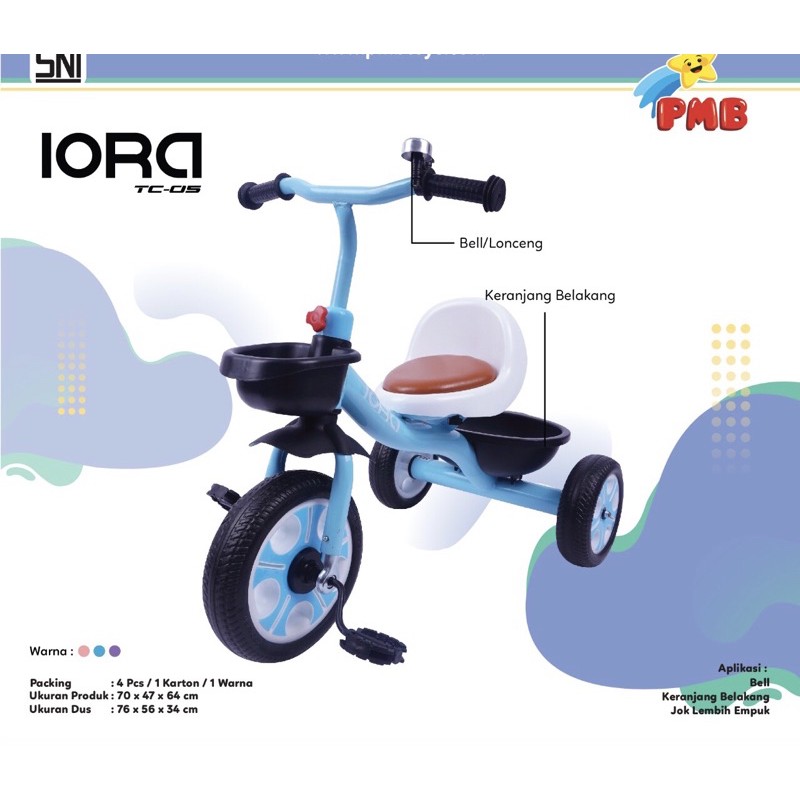 Jual Sepeda Roda Tiga Sepeda Anak IORA PMB T29 TC-05 TC-07 TC05 TC07 T ...