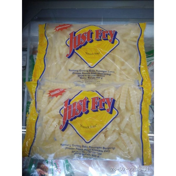 Jual kentang just fry shoestring dan crincle cut 900gr | Shopee Indonesia