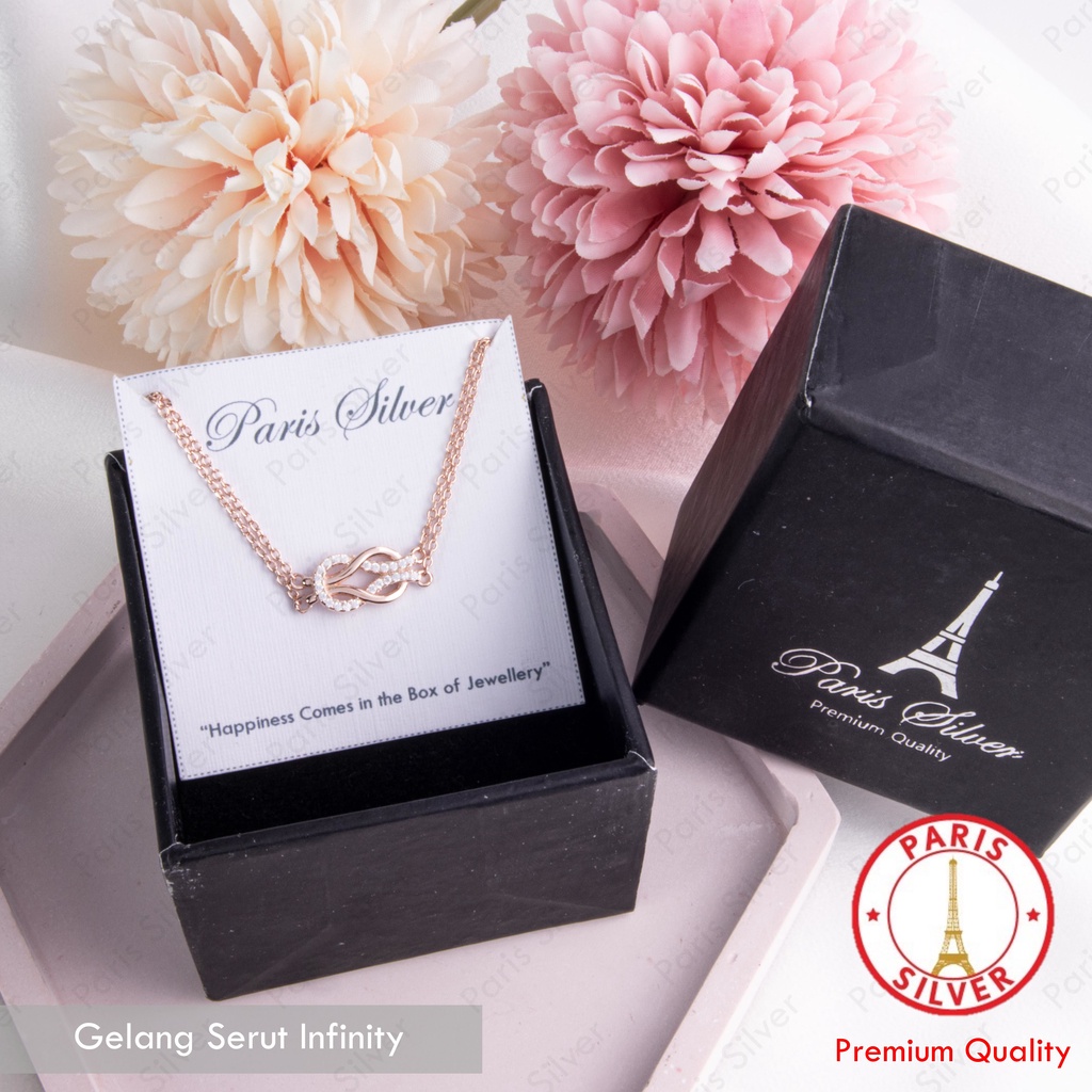 Jual Gelang Serut Infinity Perak Silver 925 Lapis Emas Putih Bracelet 8 ...