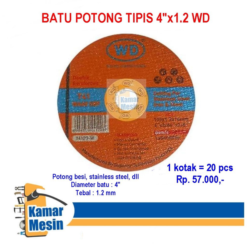 Jual Batu potong besi WD Batu potong WD Batu Grenda 4"x1,2 WD 20 pcs ...