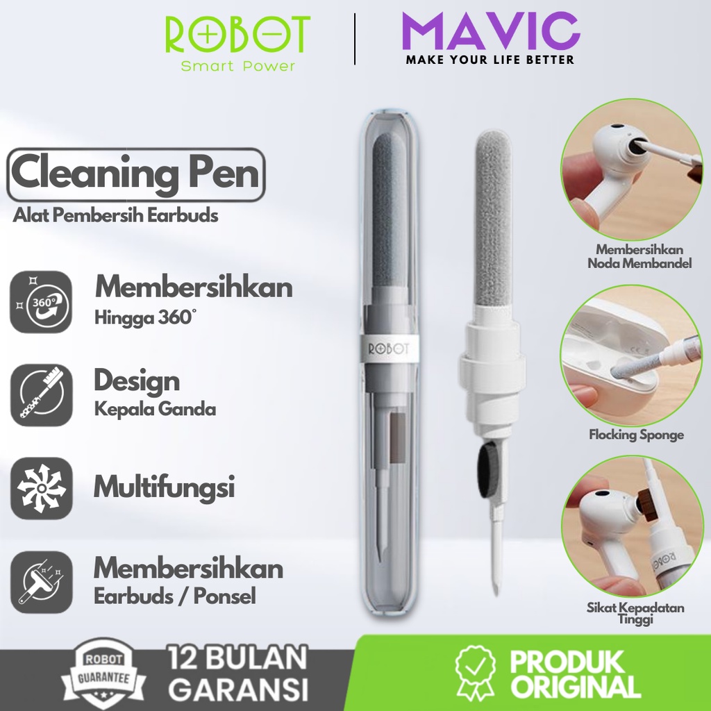 Jual ROBOT RMC10 Pembersih Airpods Buds TWS Earphone Cleaning Pen ...