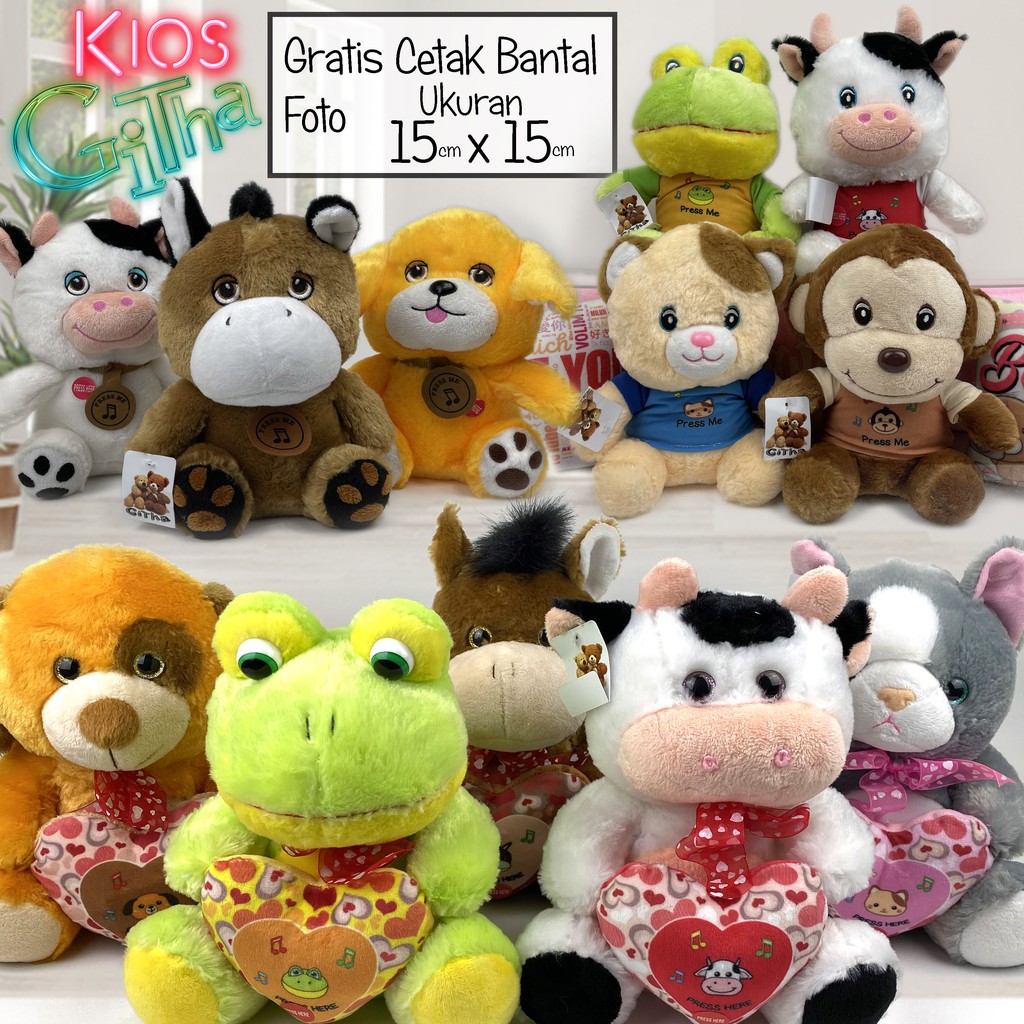 Jual Boneka Binatang ada suara karakter Sapi Kucing Anjing Kodok Kuda ...